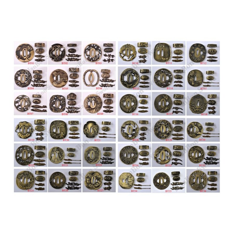 Japanese Samurai Sword Katana Koshirae- Tsuba + Fuchi + Koshira + Menuki