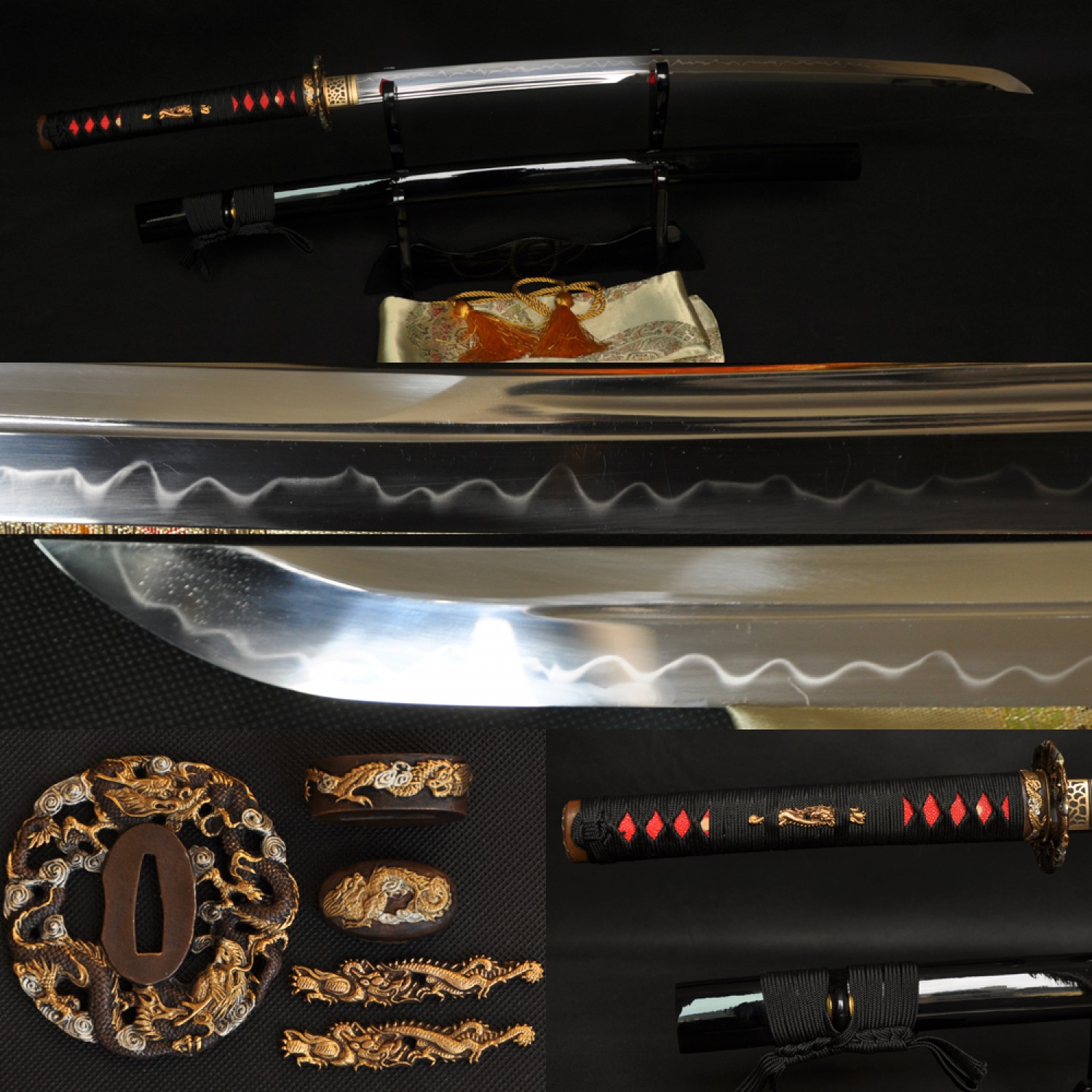 Japanese Samurai Dragon Sword KATANA Unokubi-Zukuri Full Tang Clay ...