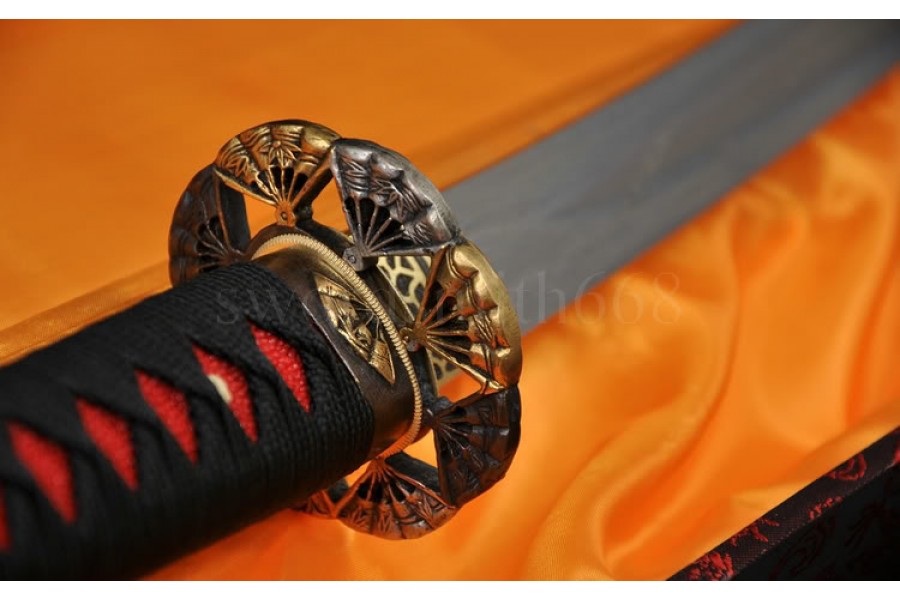 Japanese Samurai Sword KATANA Fully Hand Forged Damascus Steel Clay ...