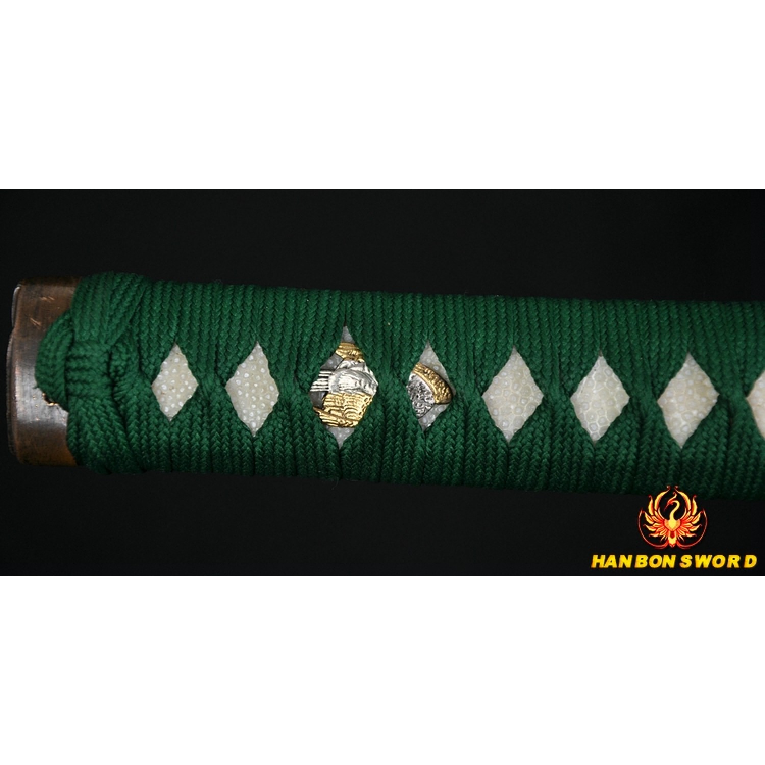 Green Tsuka-ito Japanese Samurai Sword KATANA Unokubi-Zukuri Full Tang ...