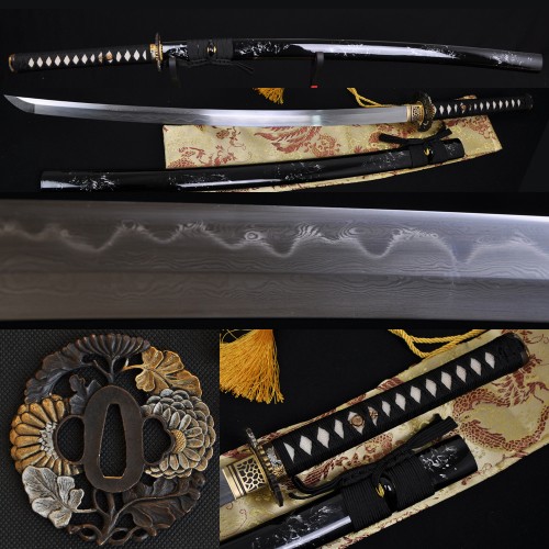 Damascus Steel Katana online sale, hanbon forge