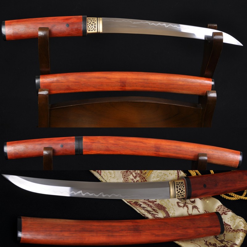 Hand Made Japanese Samurai Shirasaya Sword TANTO Clay Tempered Blade ...