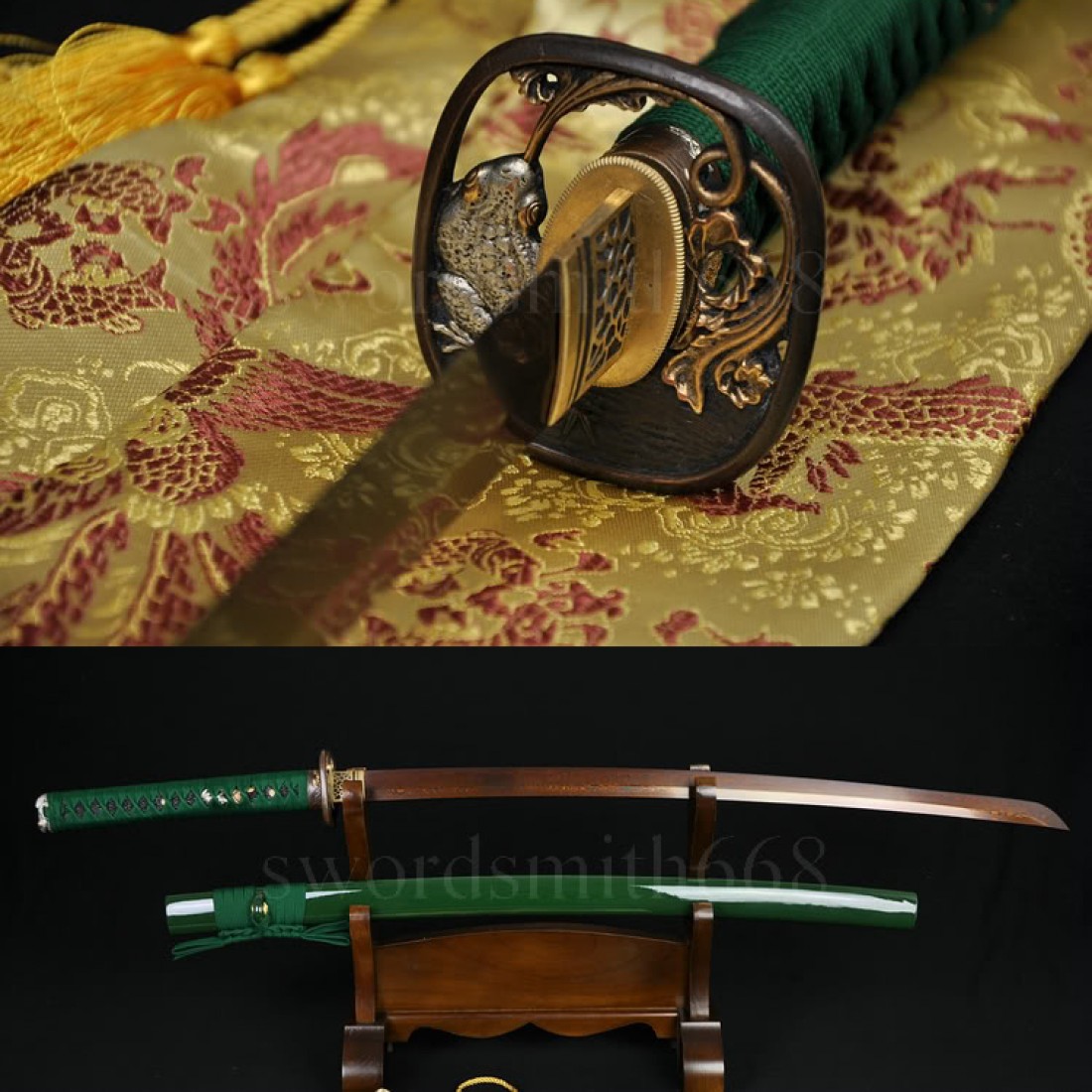 Hand Forged Black&Red Damascus Oil Quenched Full Tang Blade Brass ...