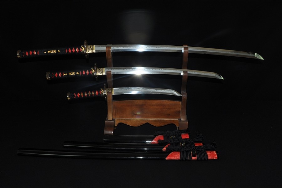 1095 High Carbon Steel Clay Tempered Samurai Sword Daisho Set Katana ...
