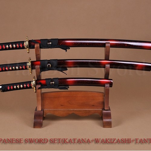Japanese Sword Set katana, wakziashi, tanto, hanbon forge