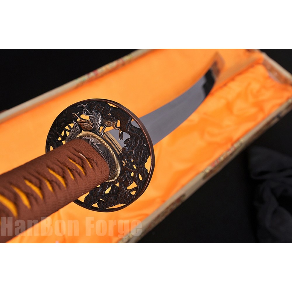 Japanese Katana - Handmade Samurai Sword with Folded Pattern Steel ...