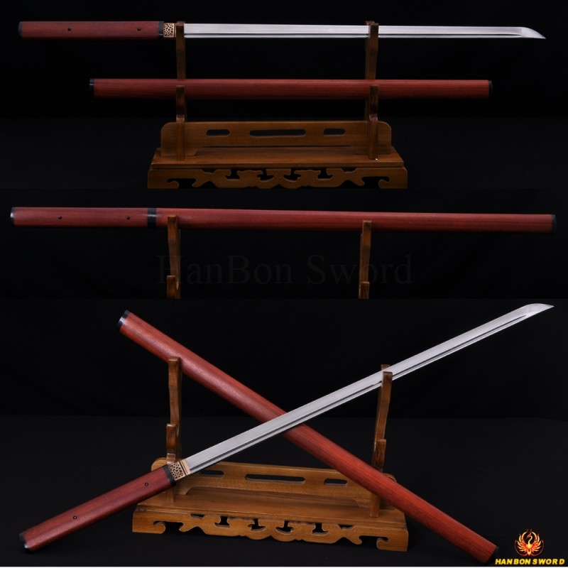 Hand Forged ZATOICHI Japanese Sword Ninjato Shirasaya Damascus Folded ...