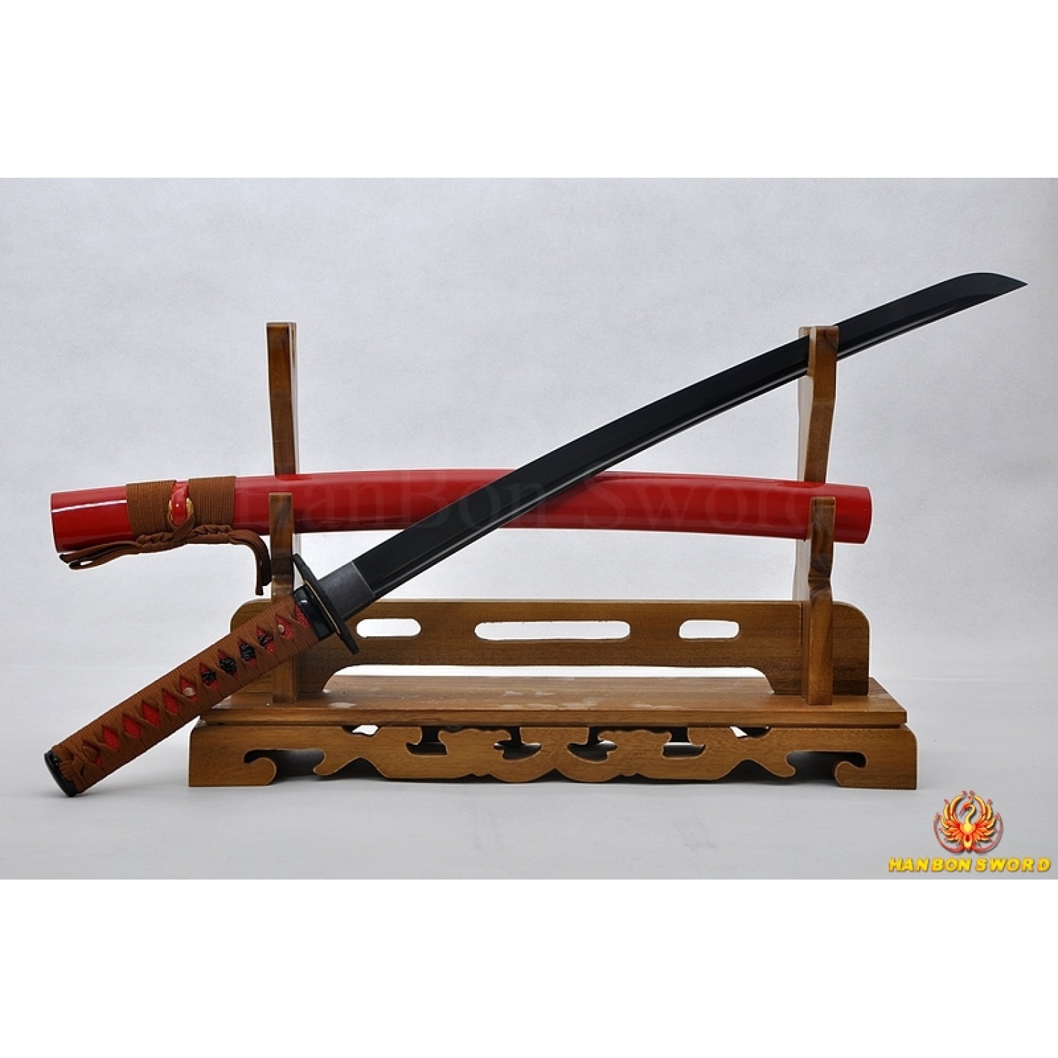 Handmade Wakizashi Japanese Samurai Sword Black High Carbon Steel Blade ...