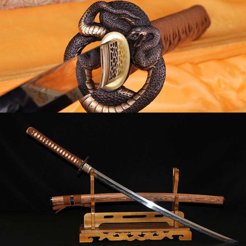 HIGH QUALITY JAPANESE SAMURAI SWORD KATANA SNAKE KOSHIRAE CLAY TEMPERED ...