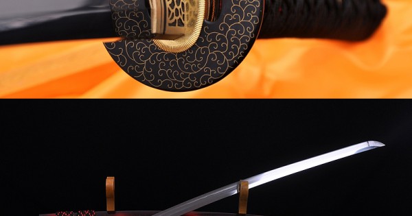 Fully Hand Forged Damascus Steel Clay Tempered Blade Straight HAMON ...