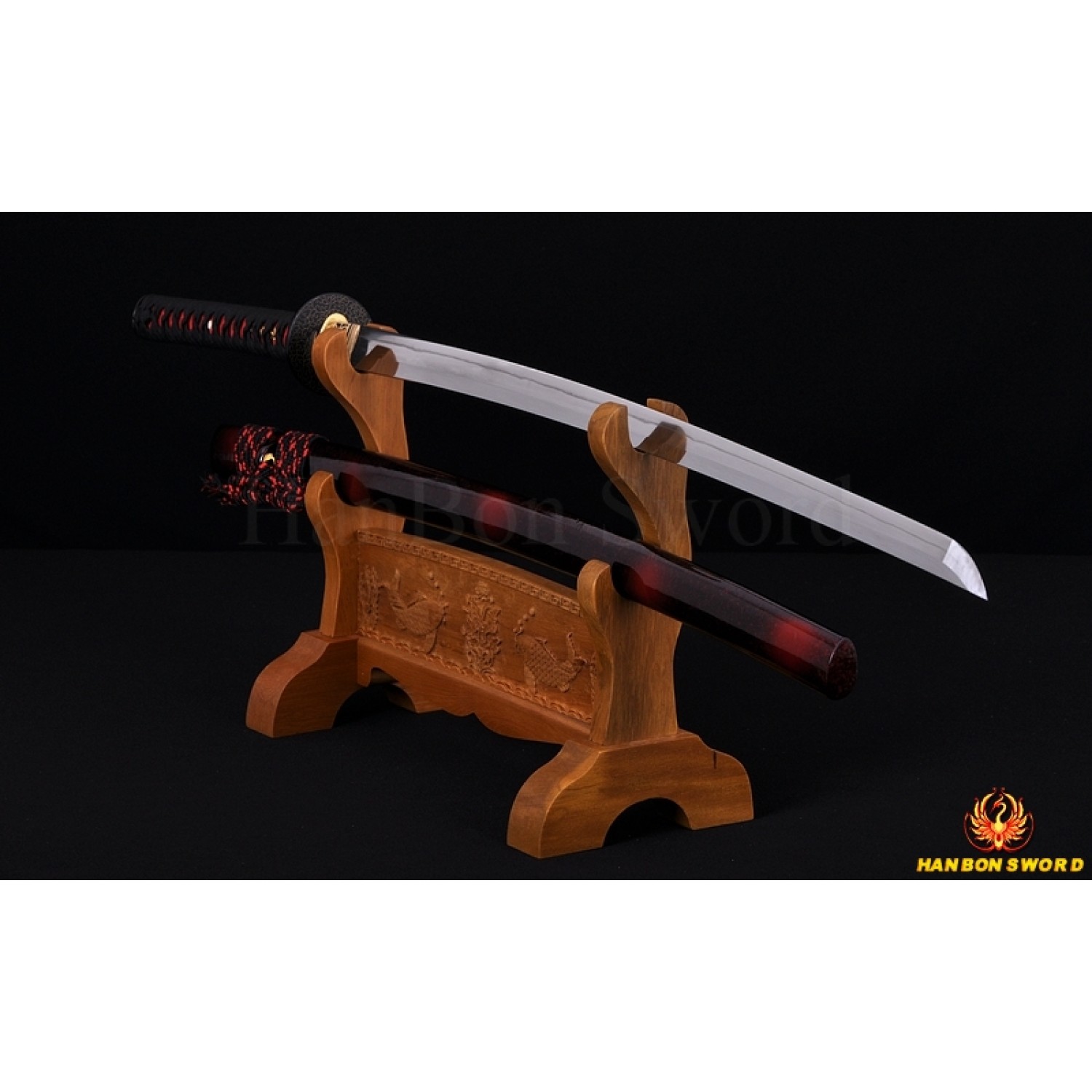 Fully Hand Forged Damascus Steel Clay Tempered Blade Straight HAMON ...