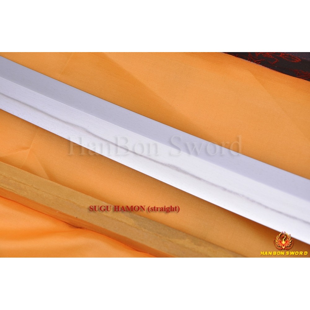 Fully Hand Forged Damascus Steel Clay Tempered Blade Straight HAMON ...