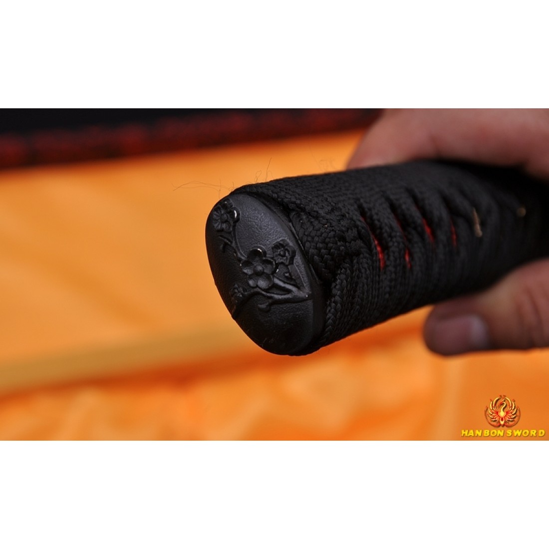 Hand-Forged Red & Black Damascus Wakizashi | Full Tang Japanese Sword