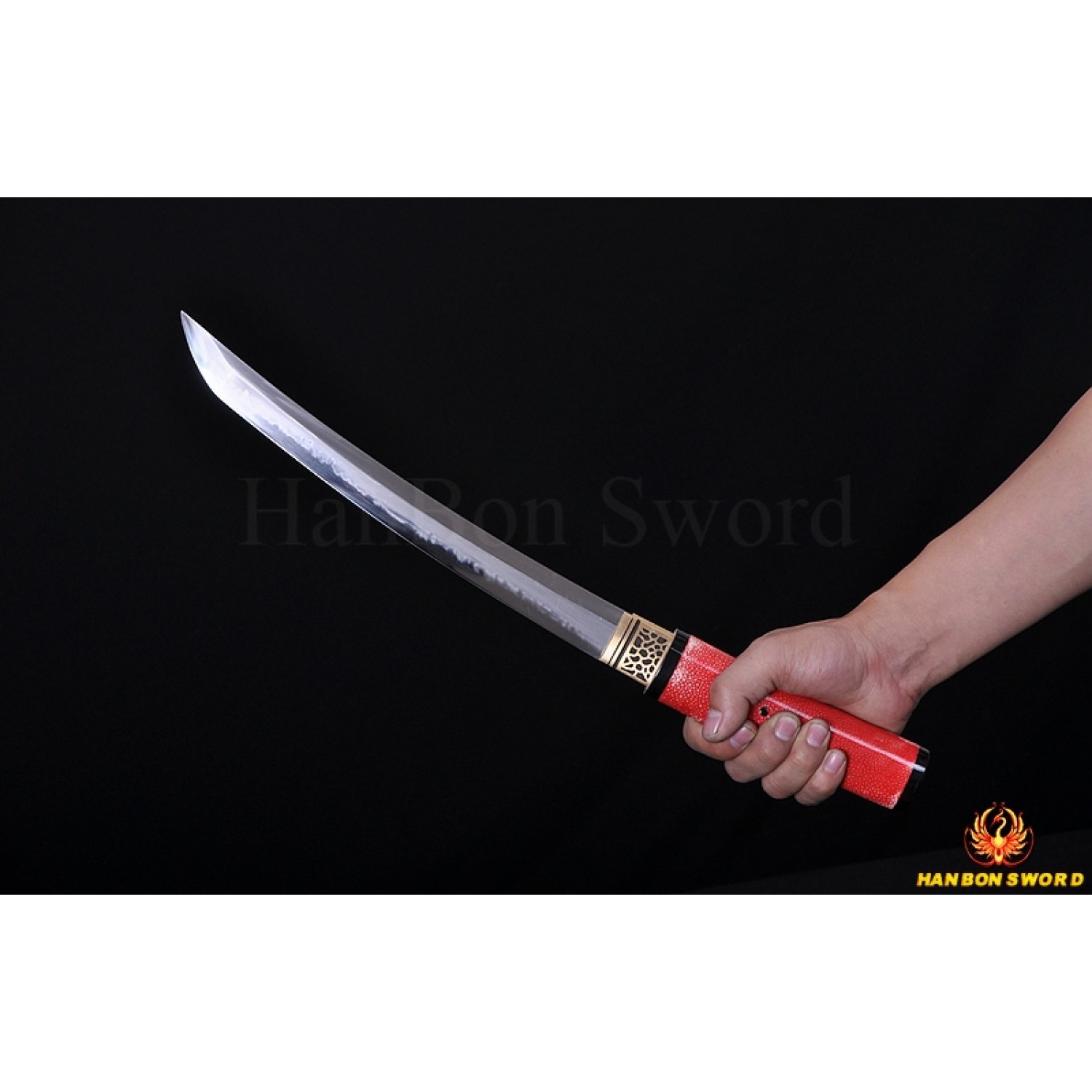 HanBon Forge Handmade Tanto | T10 Clay Tempered Red Rayskin Japanese Sword