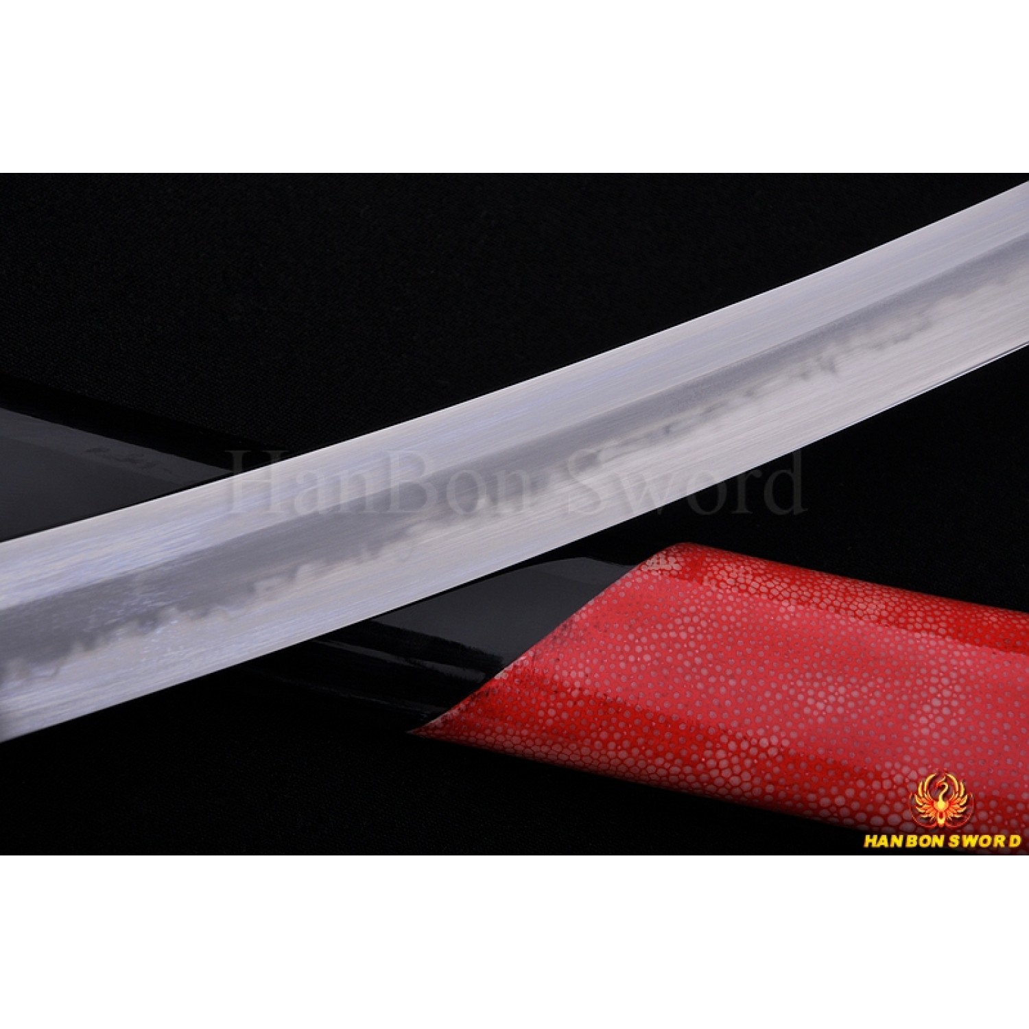 HanBon Forge Handmade Tanto | T10 Clay Tempered Red Rayskin Japanese Sword