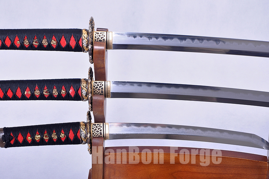 Japanese Katana Wakizashi Tanto Three Sword Set Handmade Full Tang ...