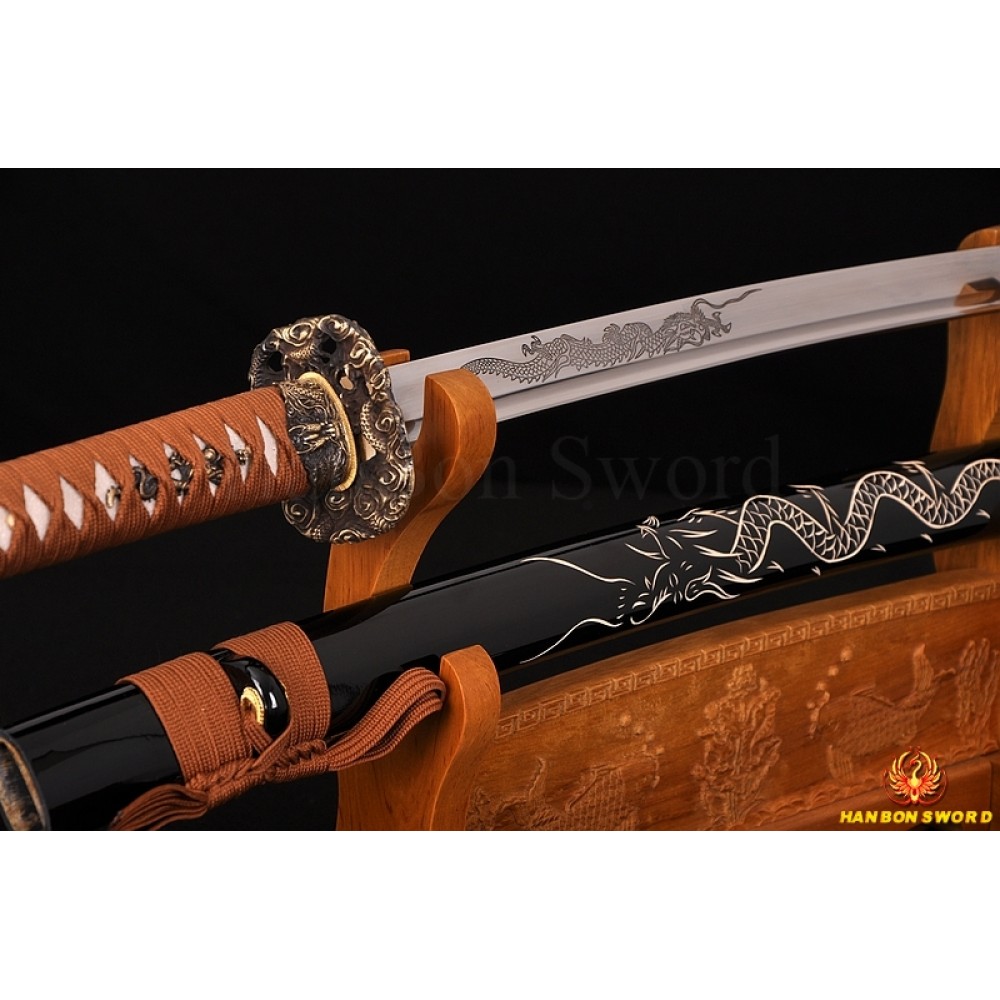 Hand Forged Dragon Katana Japanese Samurai Sword | Unique Dragon Theme ...