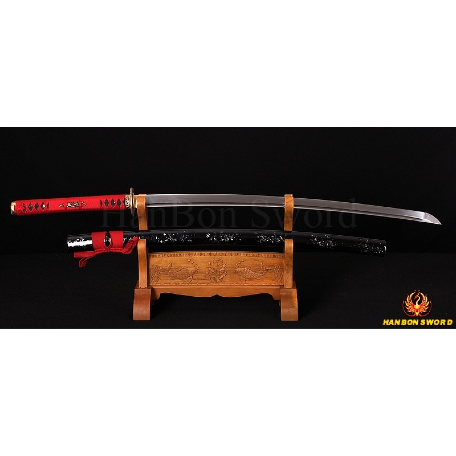 Japanese Dragon Musashi Katana Sword Damascus steel full tang blade