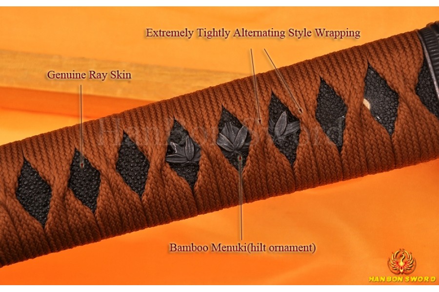 Japanese Katana DAMASCUS STEEL BLADE BAMBOO THEME KOSHIRAE