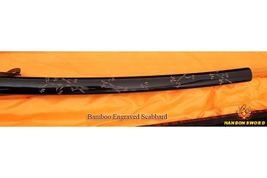 Japanese Katana DAMASCUS STEEL BLADE BAMBOO THEME KOSHIRAE