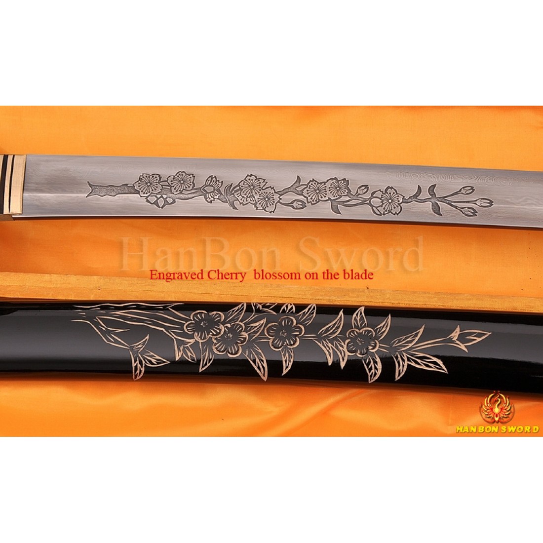 Japanese Dragon/Sakura Katana Sword Hand Forged Damascus steel full ...
