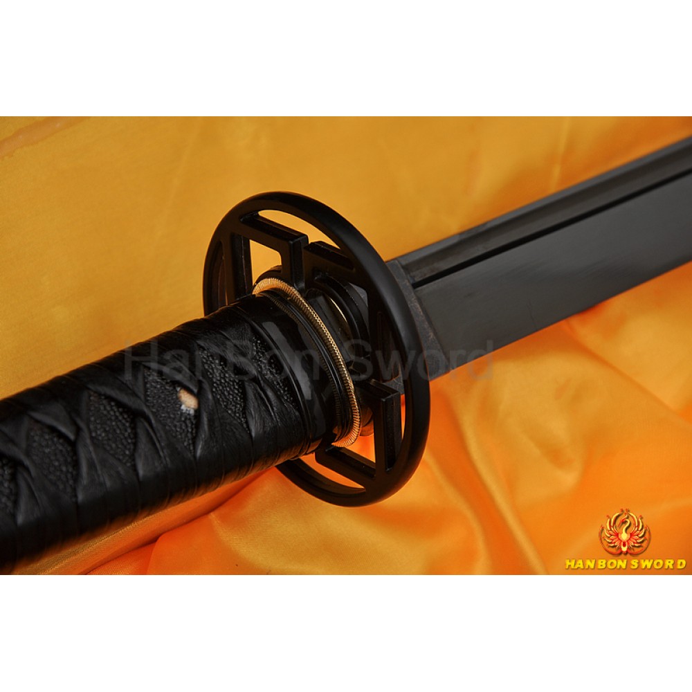Hand Forged Black Ninjato Japanese Sword Black Full Tang Blade
