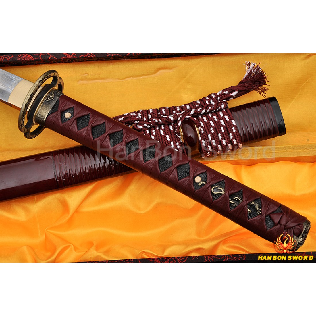 handmade Japanese Dragon Musashi katana sword Damascus steel full tang ...