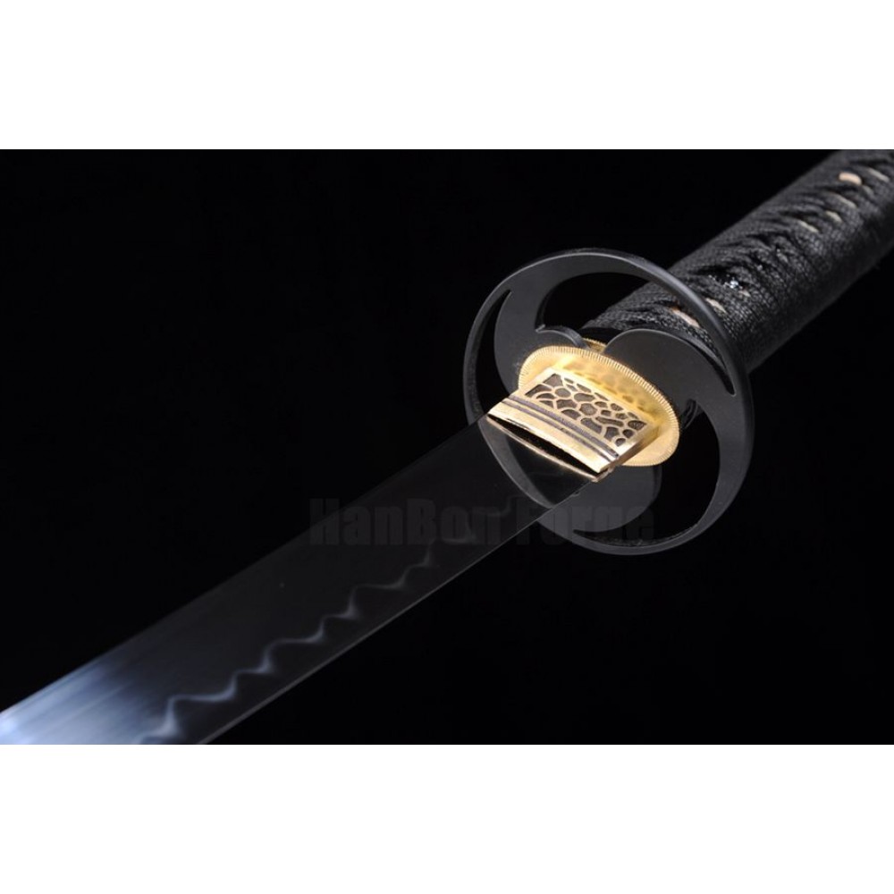 KATANA Japanese Samurai Sword T10 Steel Clay Tempered HIRA-ZUKURI Blade ...