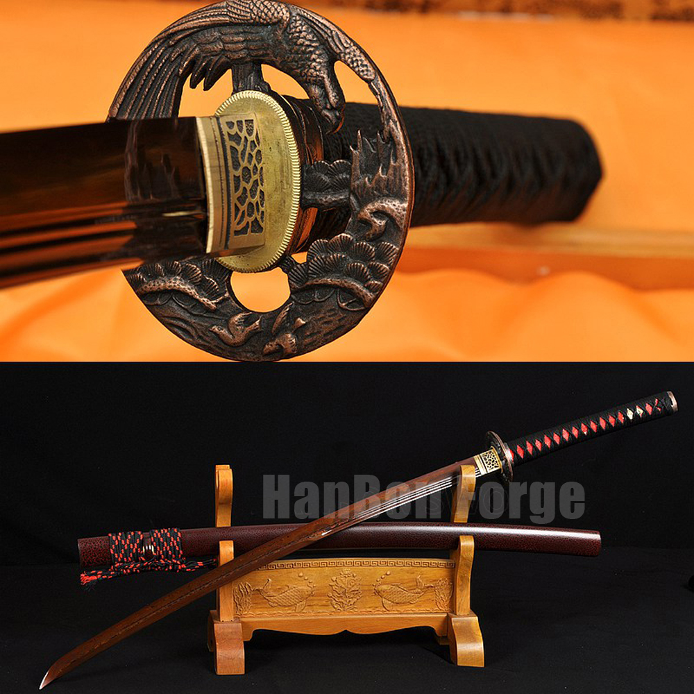 Japanese Katana Handmade Pattern Steel Real Hamon Samurai Japanese