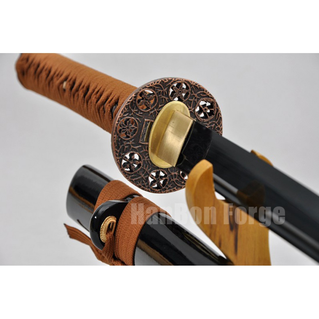 Japanese Katana Sword Handmade Full Tang 1060 Carbon Steel Black Blade ...