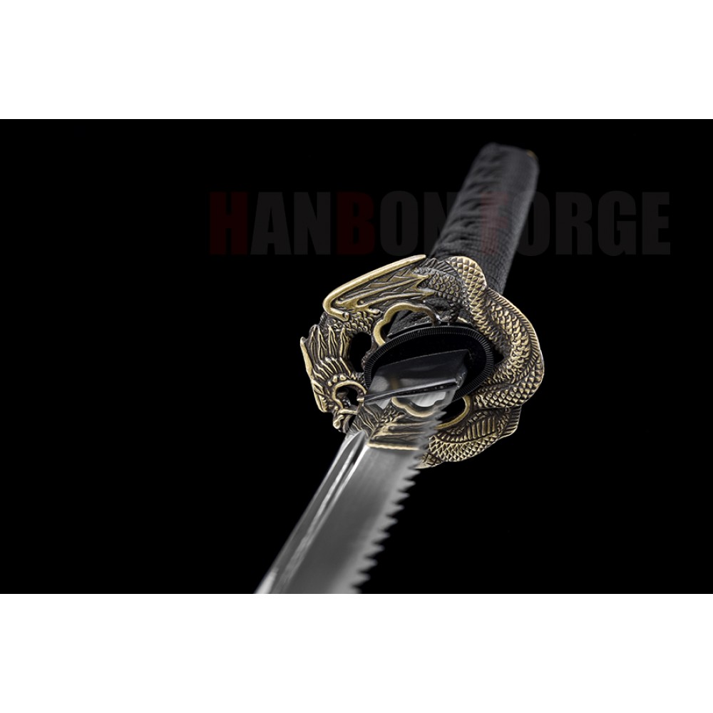 Serrated Blade Japanese Samurai Sword Handmade T10 Steel Blade