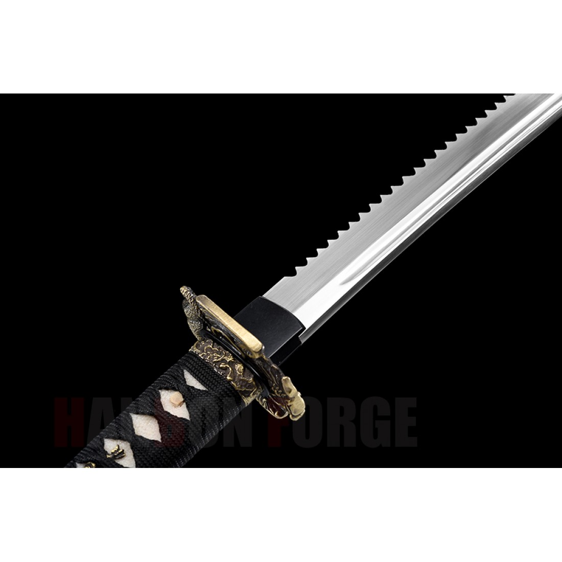 Serrated Blade Japanese Samurai Sword Handmade T10 Steel Blade