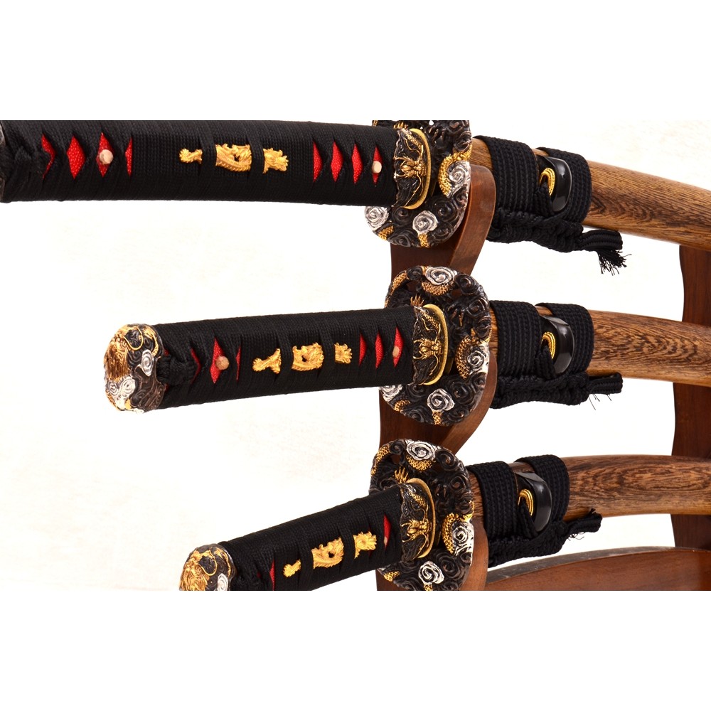 Japanese Samurai Sword Set (Katana+Wakizashi+Tanto) Folded Steel Full ...