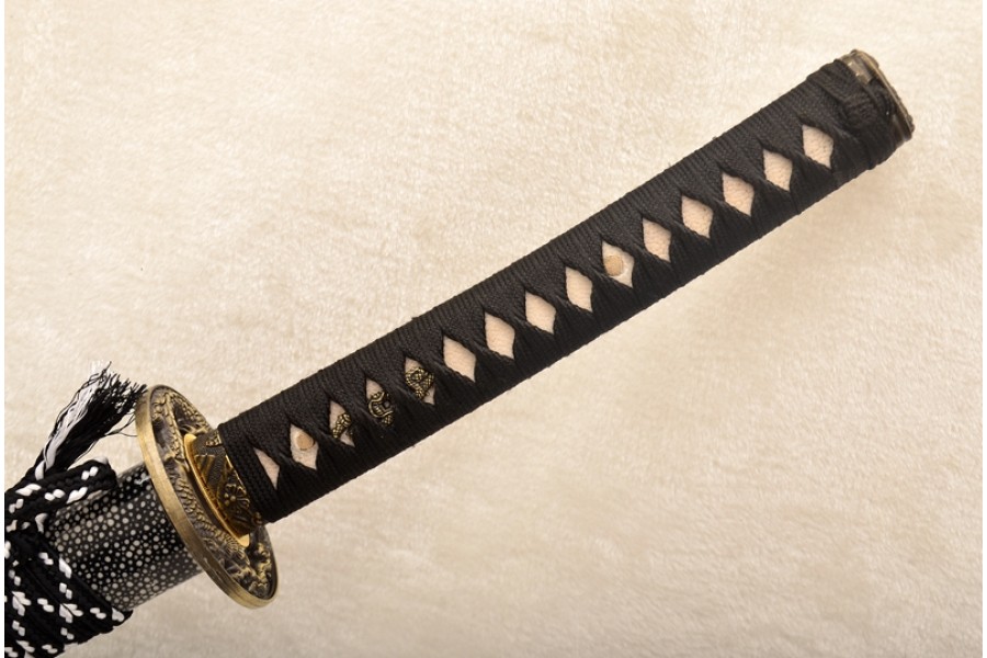 Folded Steel Katana Clay Tempered Blade Japanese Samurai Sword Genuine ...