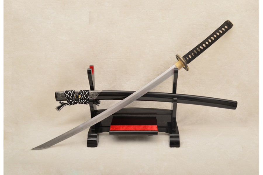 Folded Steel Katana Clay Tempered Blade Japanese Samurai Sword Genuine ...