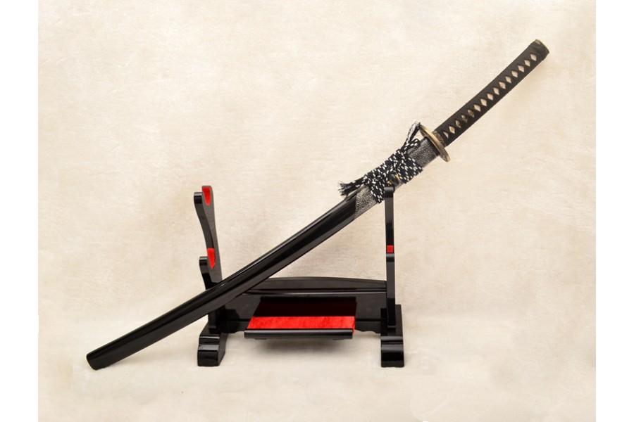 Folded Steel Katana Clay Tempered Blade Japanese Samurai Sword Genuine ...