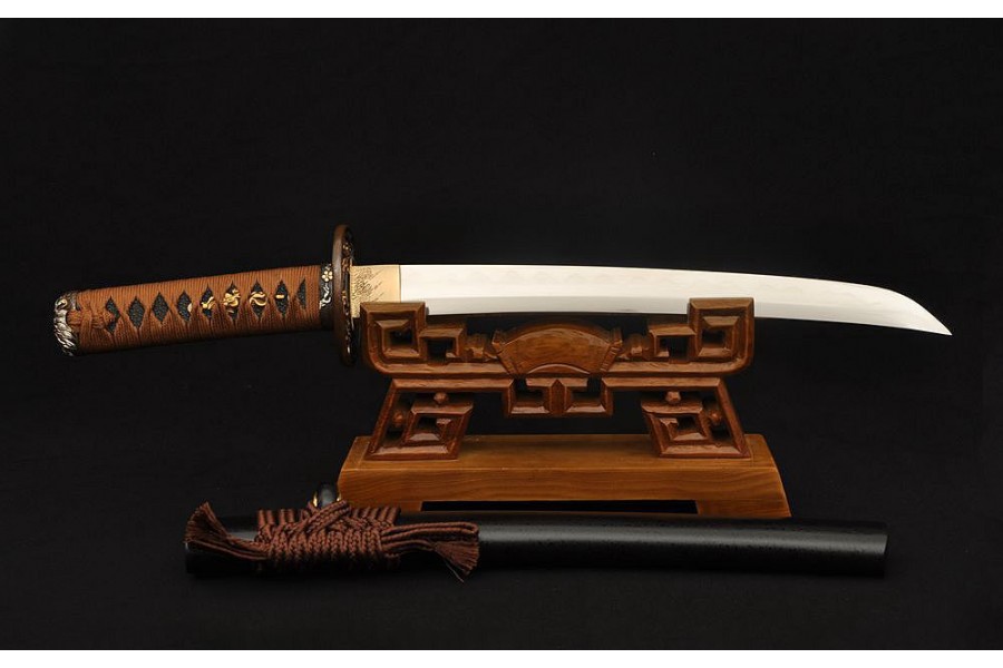 Clay Tempered Japanese Tanto Samurai Dragon Sword 1095 Carbon Steel ...