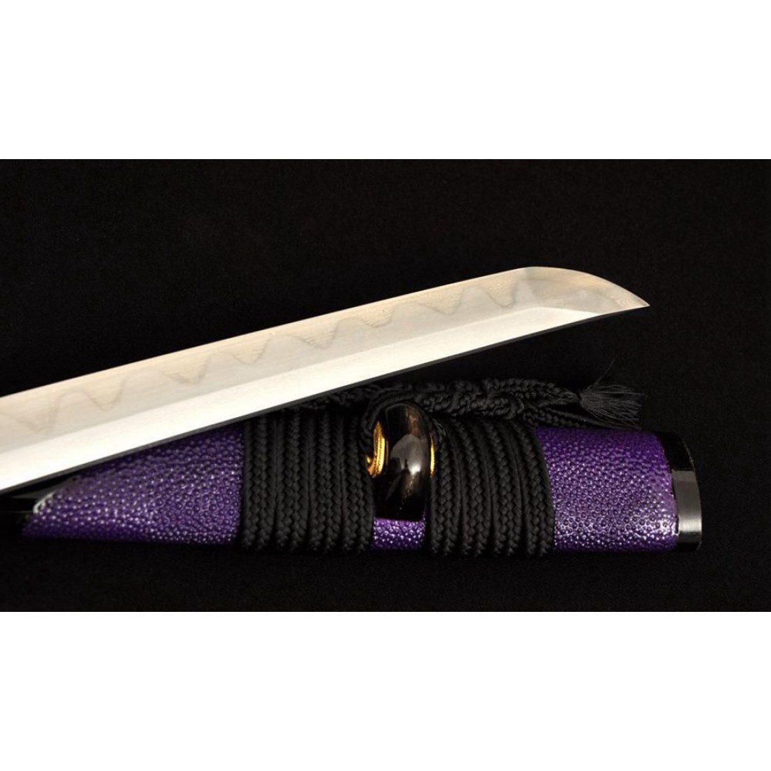 Samurai Japanese Katana Sword Folded Damascus Steel Clay Tempered Blade ...