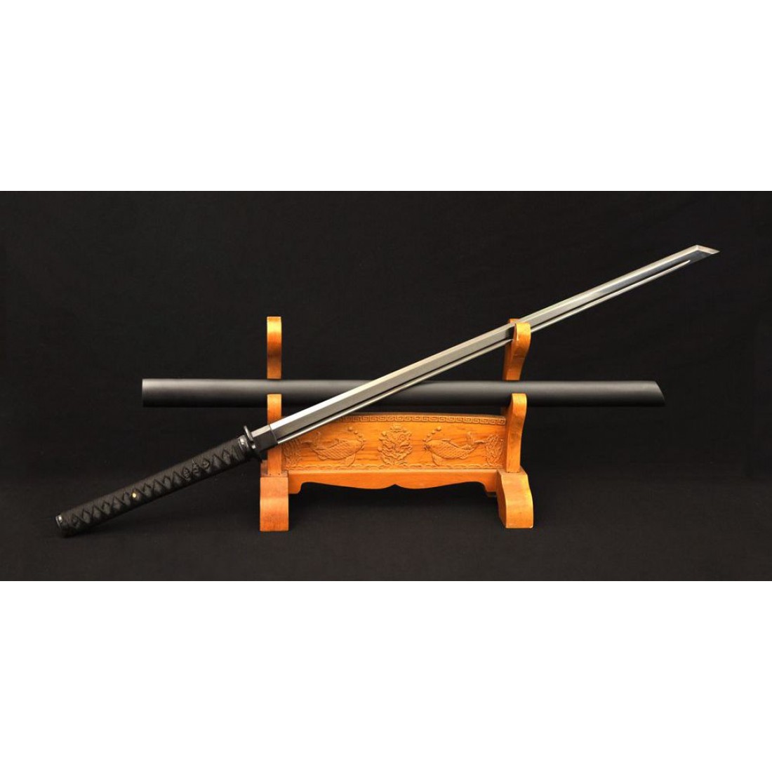 Japanese Ninjato Sword Samurai Black Carbon Steel Blade Kiriha Zukuri ...