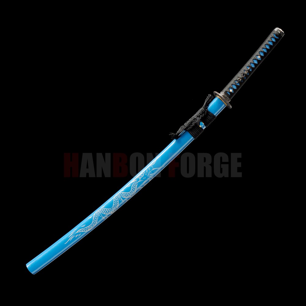 Hand Made Japanese Samurai Katana Sword Blue T10 Steel Blade | HanBon Forge