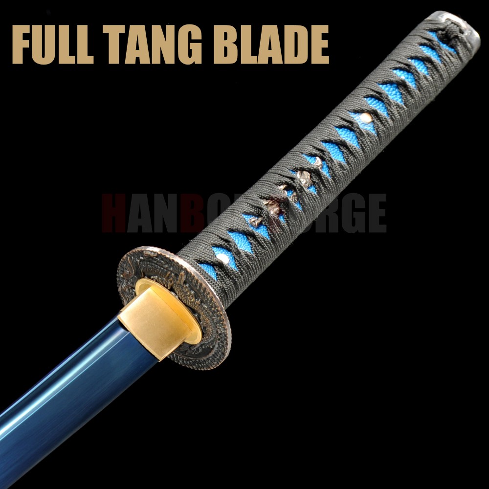 Hand Made Japanese Samurai Katana Sword Blue T10 Steel Blade | HanBon Forge