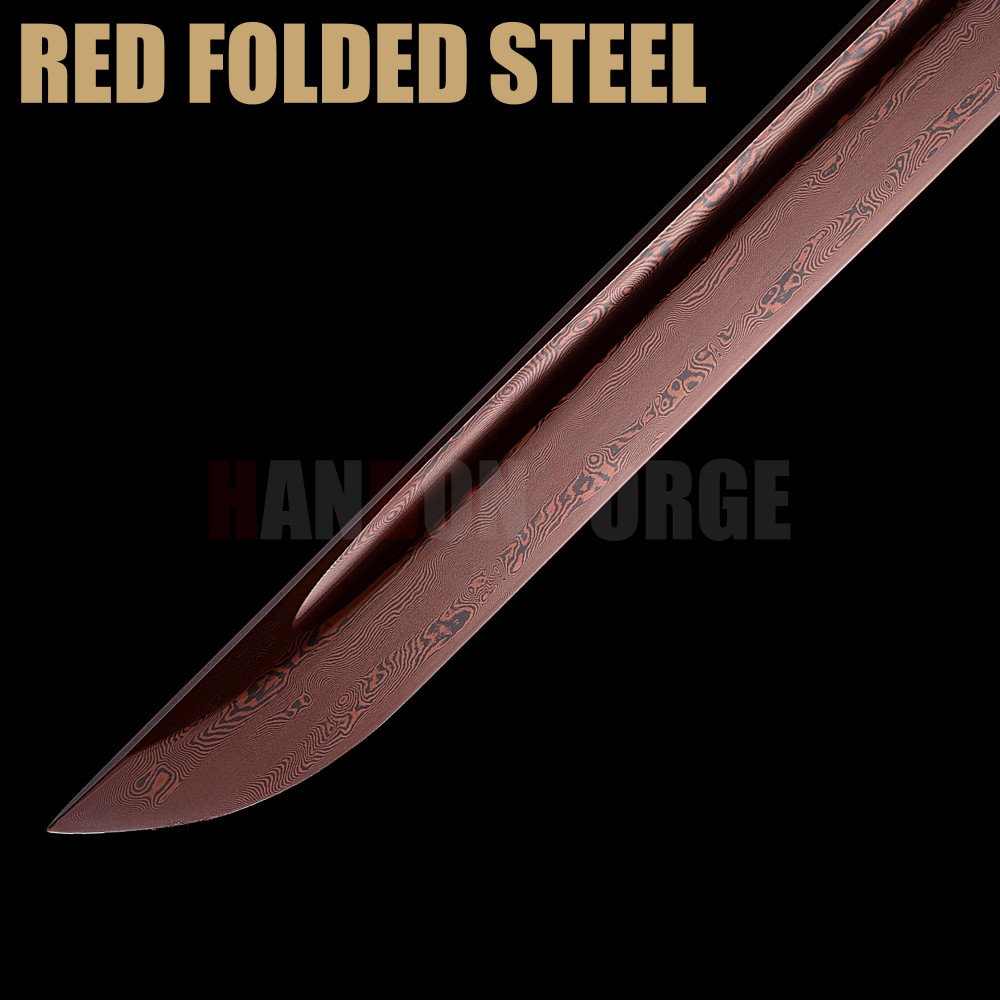 HAND MADE NINJATO SWORD SHIRASAYA RED FOLDED STEEL FULL TANG BLADE ...