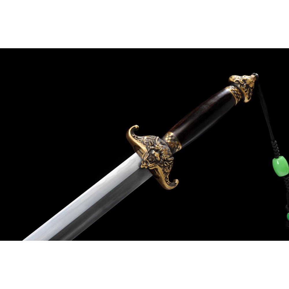 Chinese Sword "Qing Jian"Folded Pattern Steel Blade Ebony Sheath Real ...