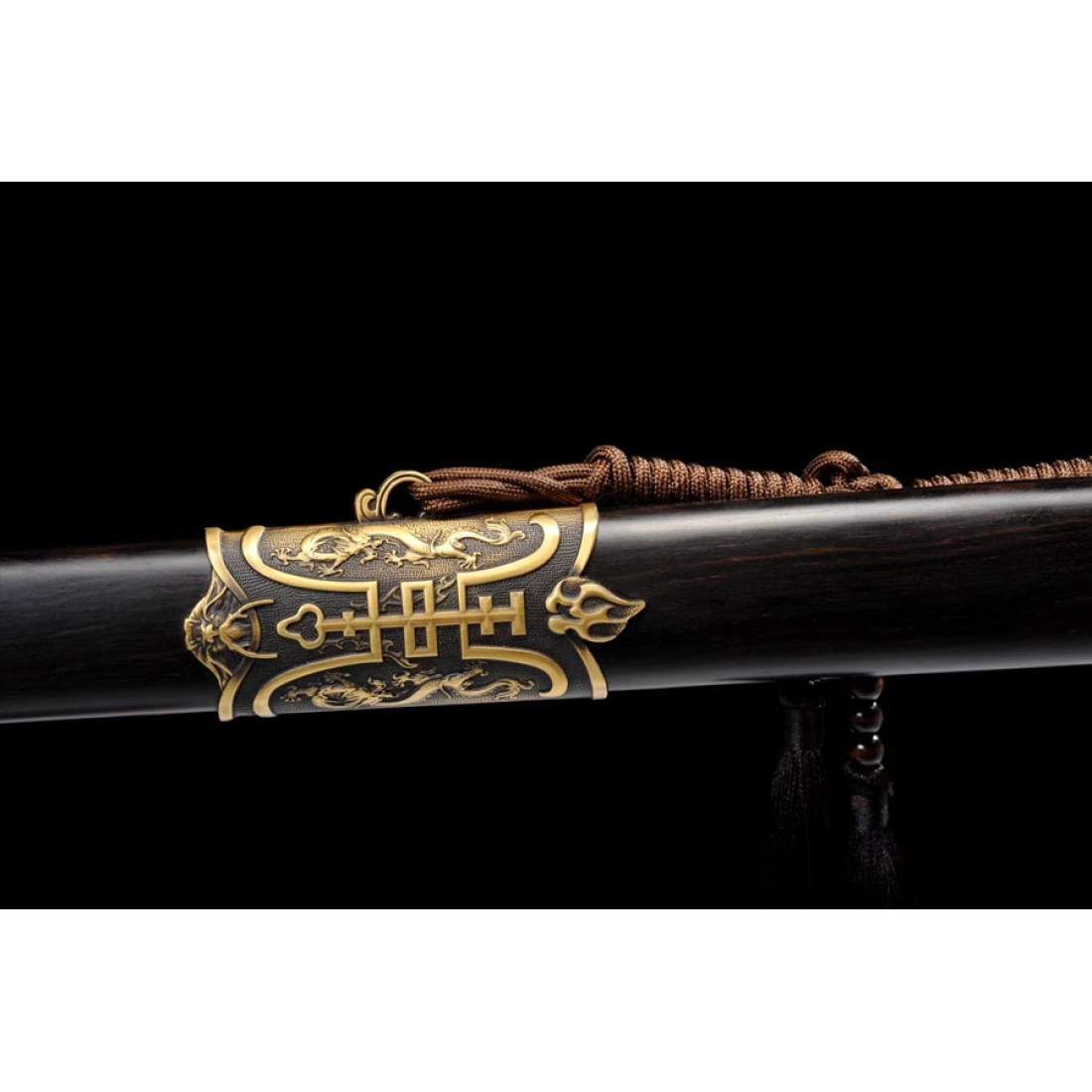 Chinese Sword "Qing Jian"Folded Pattern Steel Blade Ebony Sheath Real ...