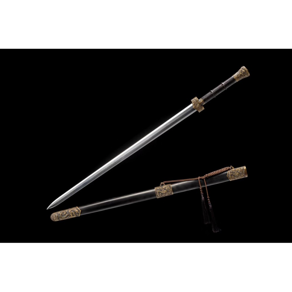 Dragon Phoenix Sword Antiqued Chinese Jian Brass Metal Guard 8-Side ...