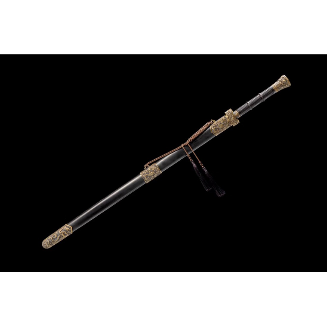 Dragon Phoenix Sword Antiqued Chinese Jian Brass Metal Guard 8-Side ...