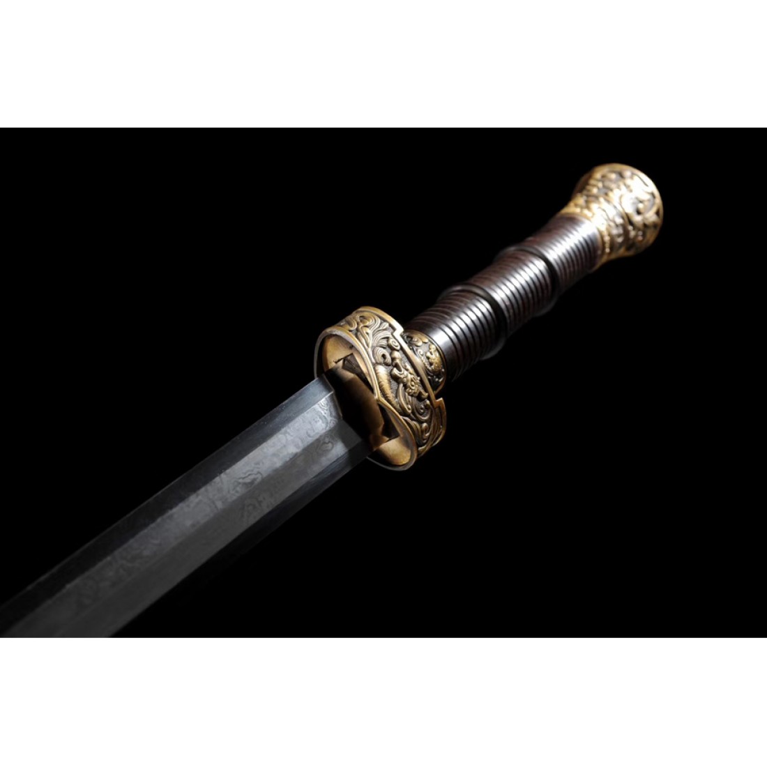 Dragon Phoenix Sword Antiqued Chinese Jian Brass Metal Guard 8-Side ...