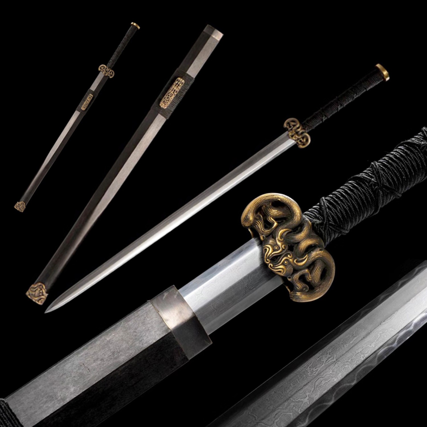 Han Wu Chinese Sword Jian Folded Steel Blade Handcrafted Pure Copper ...