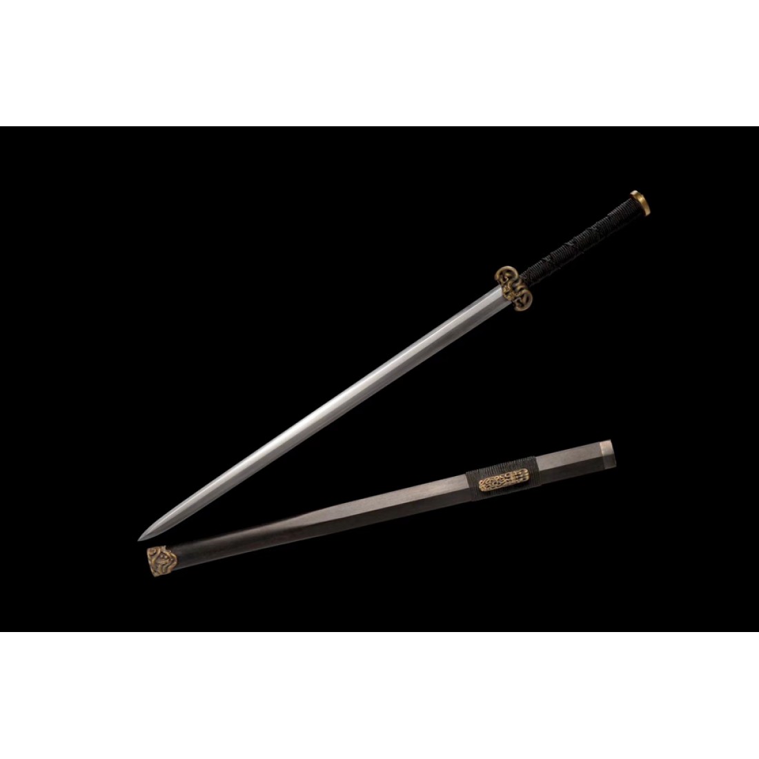 Han Wu Chinese Sword Jian Folded Steel Blade Handcrafted Pure Copper ...