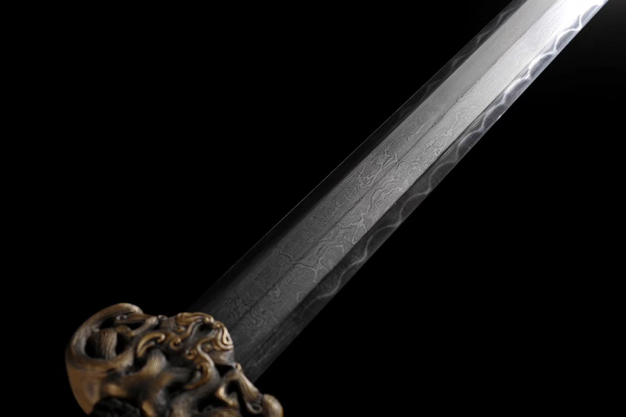 Han Wu Chinese Sword Jian Folded Steel Blade Handcrafted Pure Copper ...